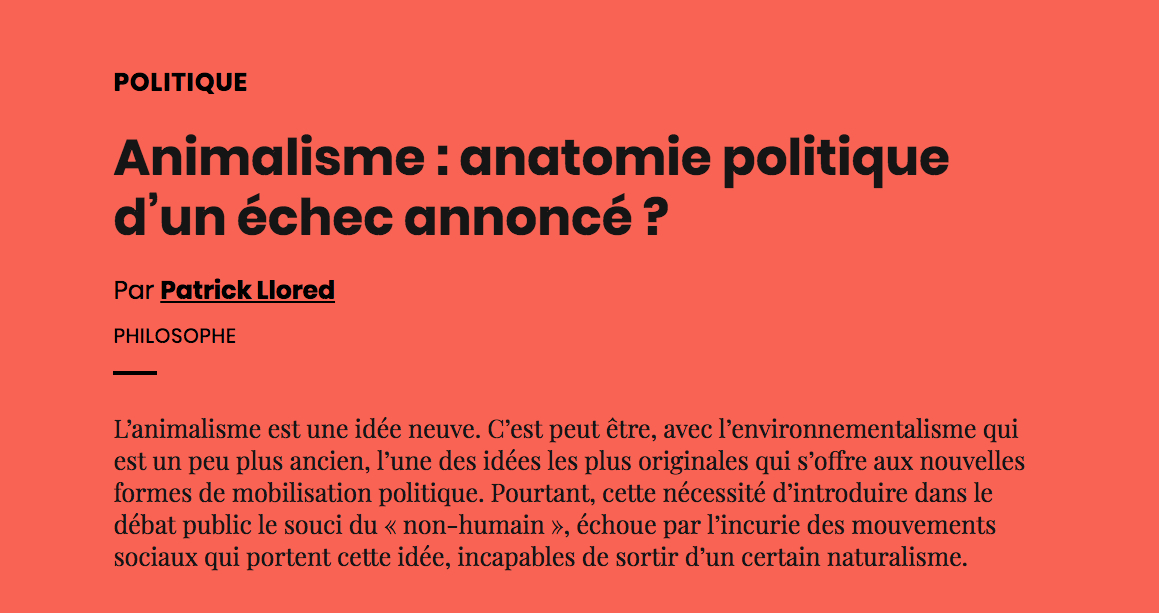 Animalisme : anatomie politique d’un échec annoncé ? - AOC media