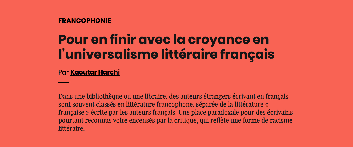 Pour en finir avec la croyance en l'universalisme littéraire français ...