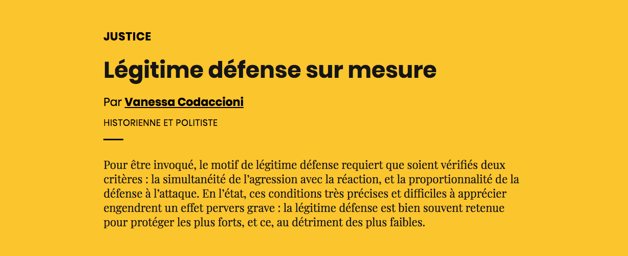 Légitime défense sur mesure - AOC media