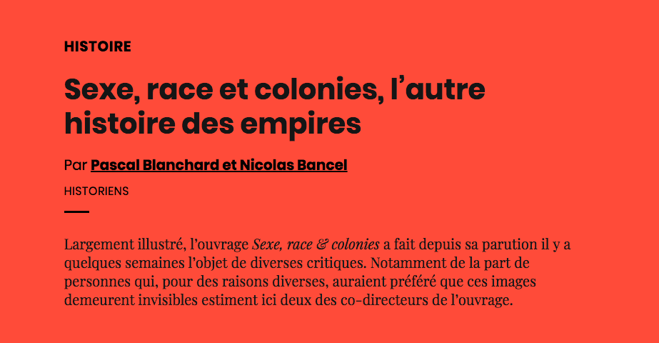Sexe Race Et Colonies Lautre Histoire Des Empires Aoc Media
