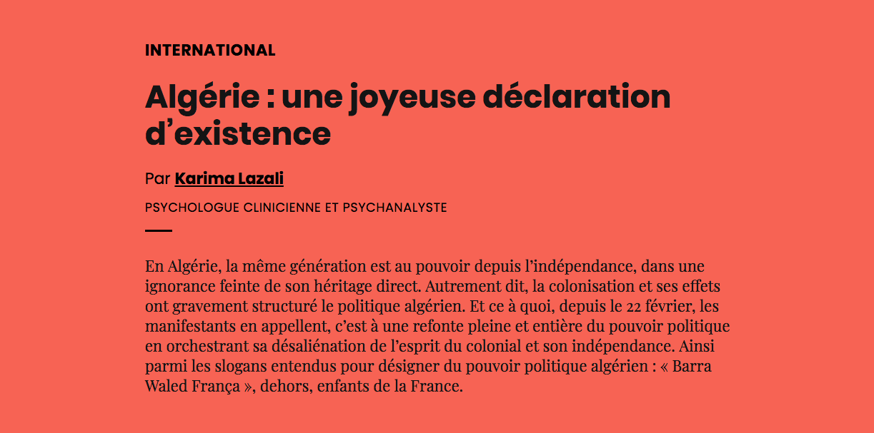 Algérie : une joyeuse déclaration d’existence - AOC media