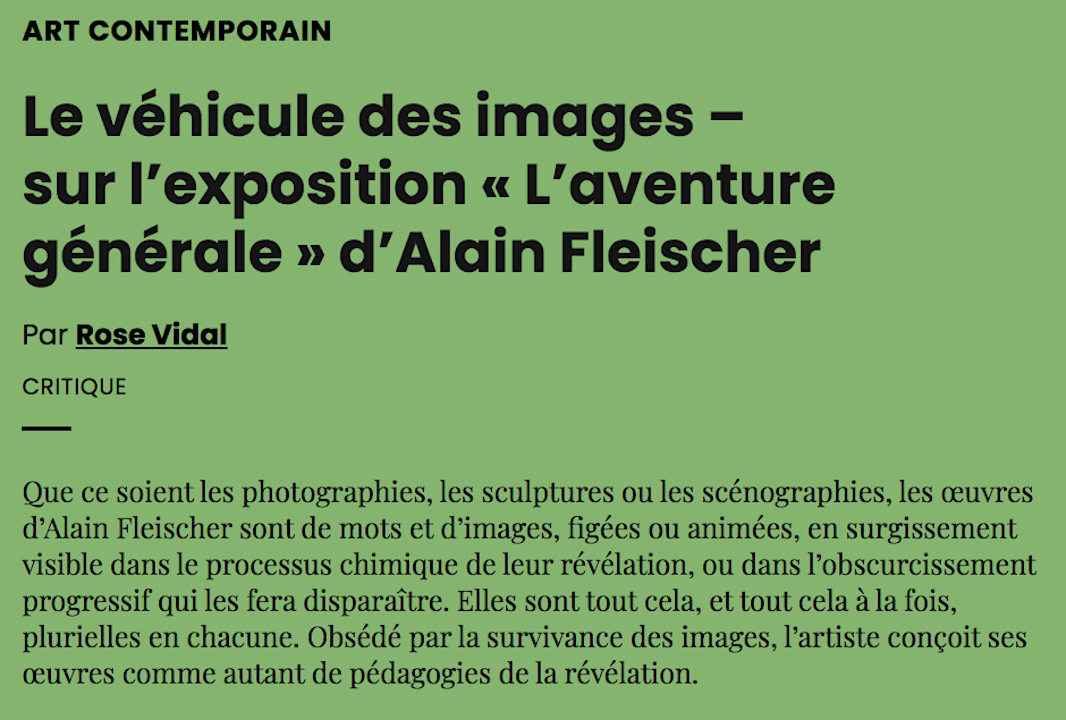 Le véhicule des images – sur l’exposition « L'aventure générale » d ...