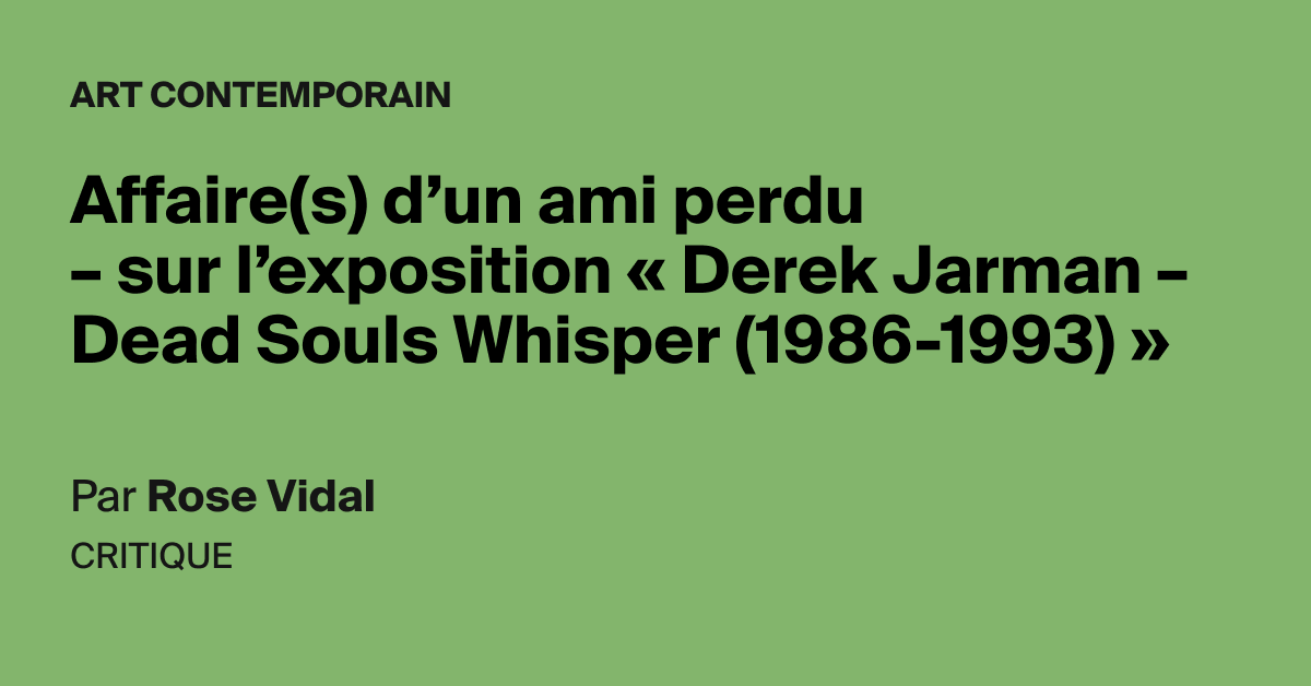 Affaire(s) d’un ami perdu – sur l’exposition « Derek Jarman - Dead ...