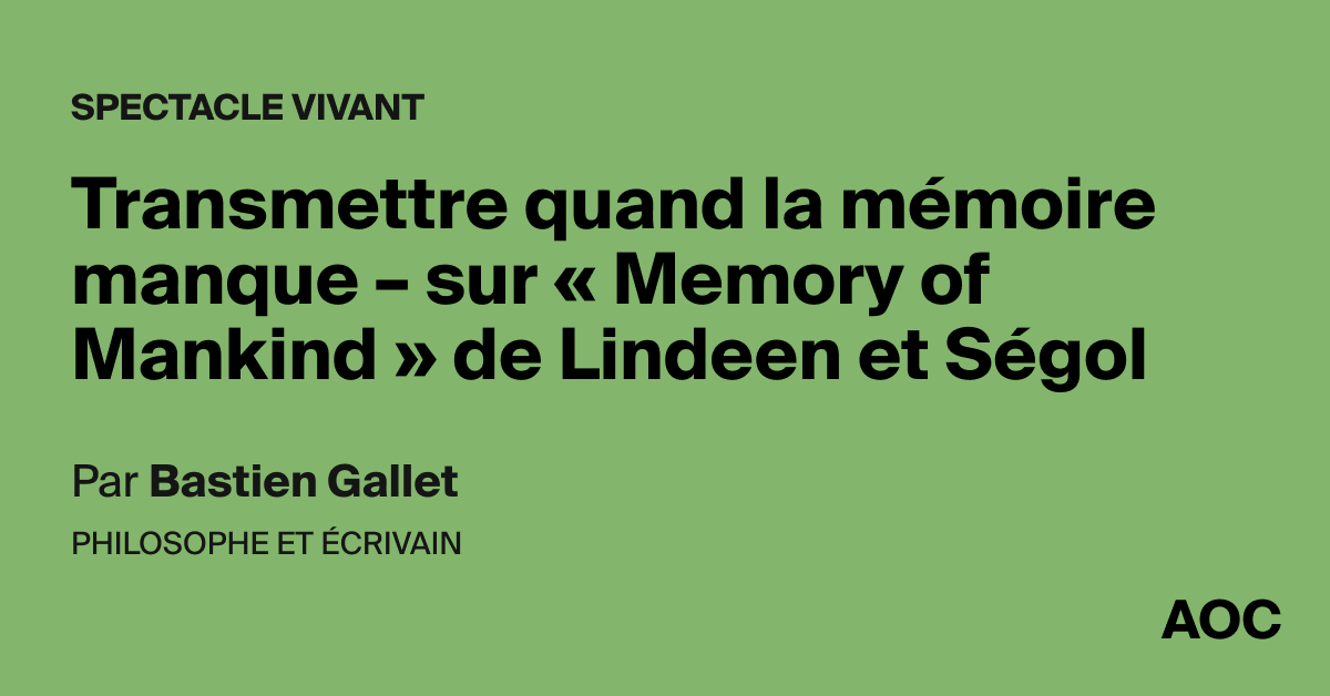 Transmettre quand la mémoire manque – sur « Memory of Mankind » de ...
